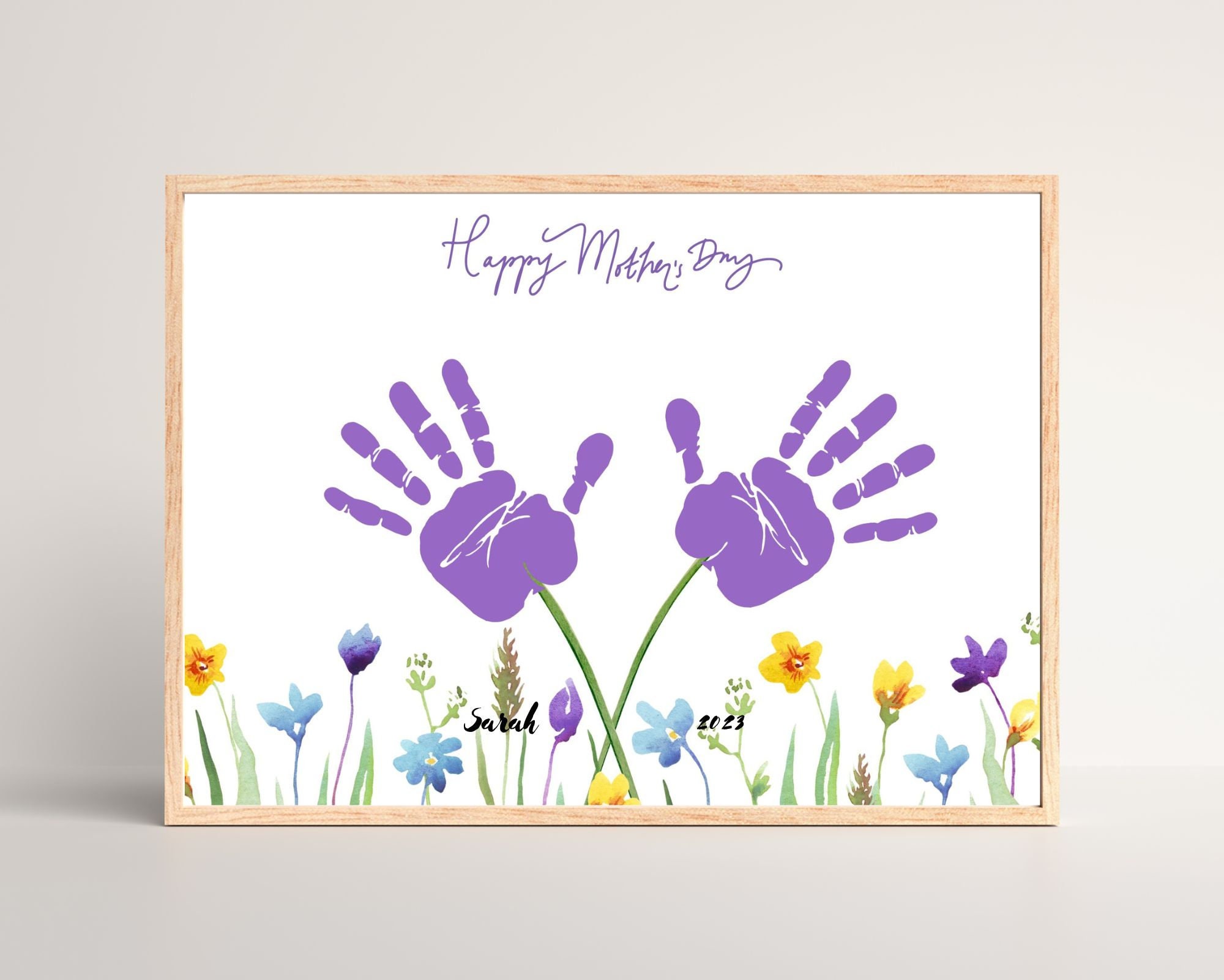 Mother's Day Handprint Craft Flower Craft Template Mothers Day Activity ...