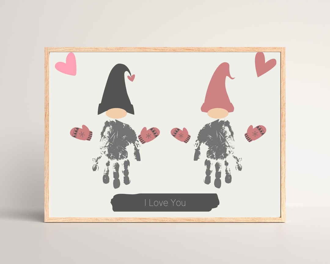 Valentine's Craft Gnome Handprint Craft Template Gnome Footprint Craft ...