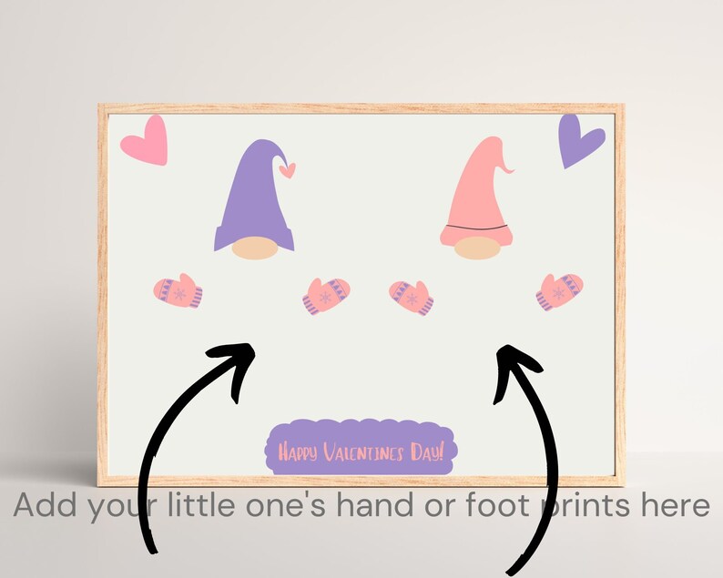 Valentine's Craft Gnome Handprint Craft Template Gnome Footprint Craft ...