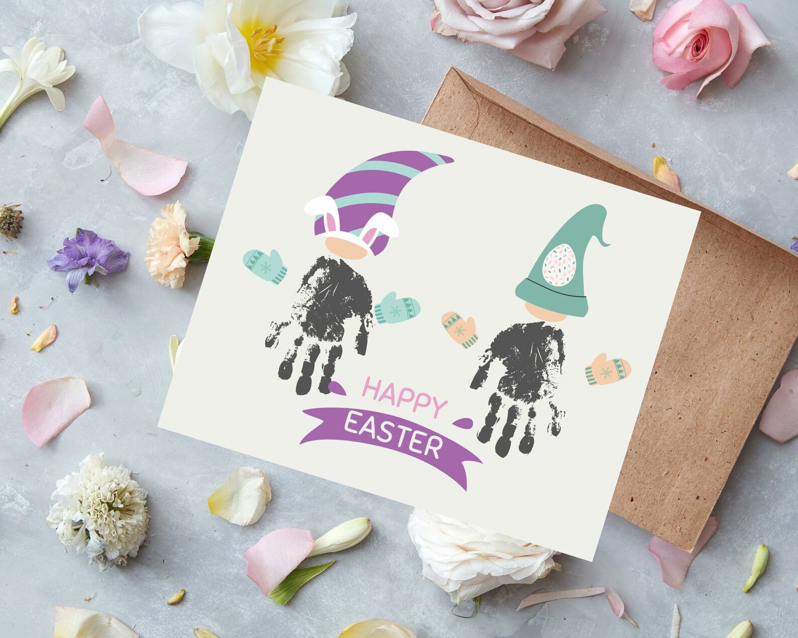 Easter Craft Gnome Handprint Activity Template Gnome Footprint Craft ...