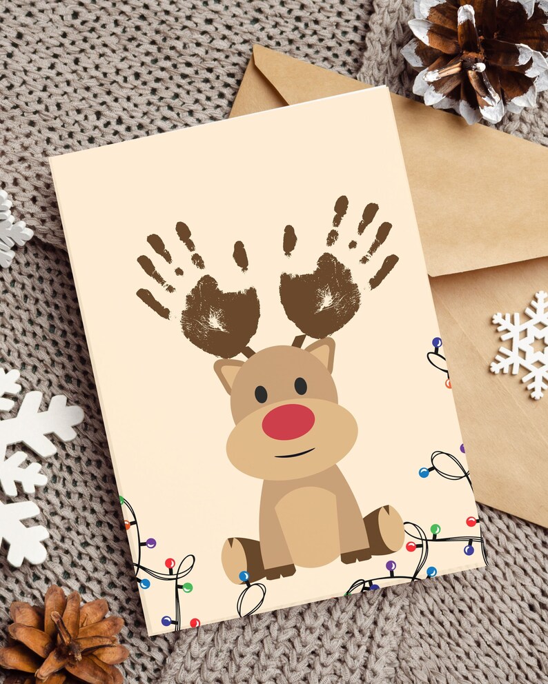 Reindeer Handprint Craft Print, Reindeer Footprint Craft, Christmas ...