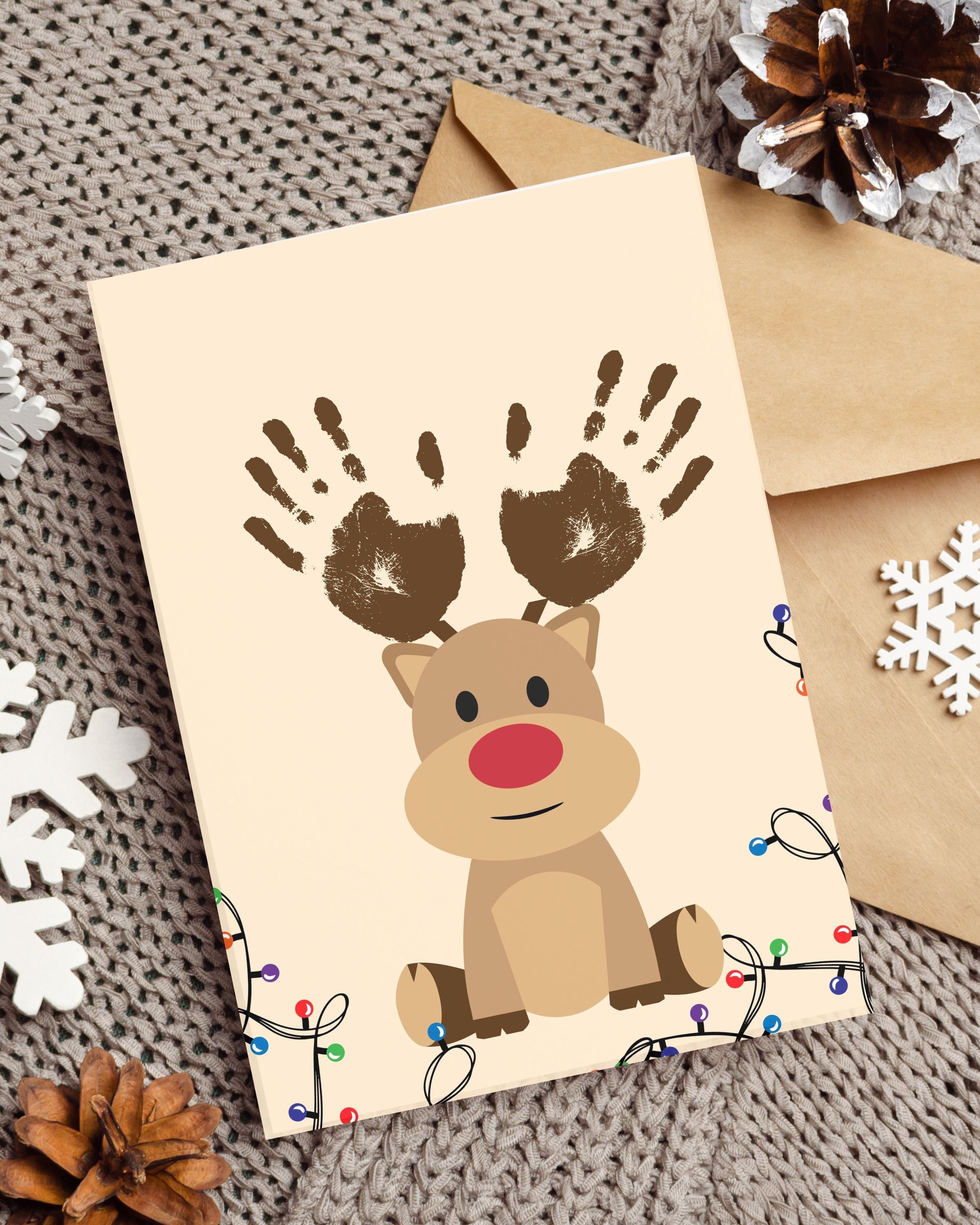 Reindeer Handprint Craft Print, Reindeer Footprint Craft, Christmas ...
