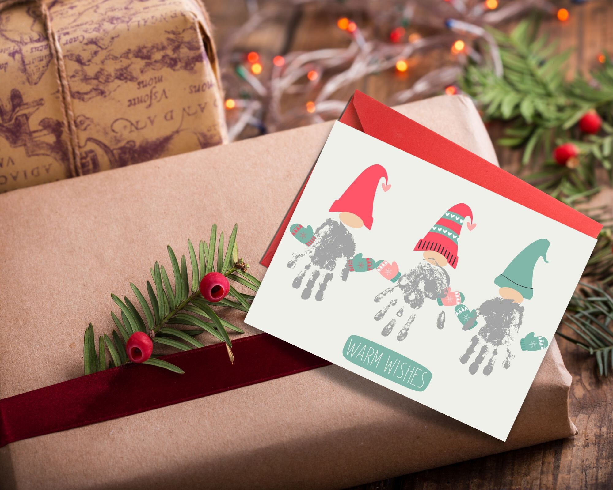 Christmas Gnome Handprint Craft Print Gnome Footprint Craft - Etsy