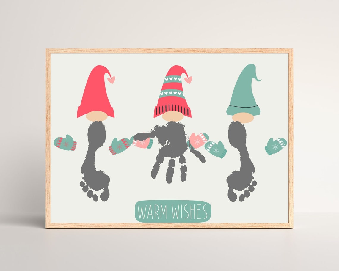 Christmas Gnome Handprint Craft Print Gnome Footprint Craft - Etsy