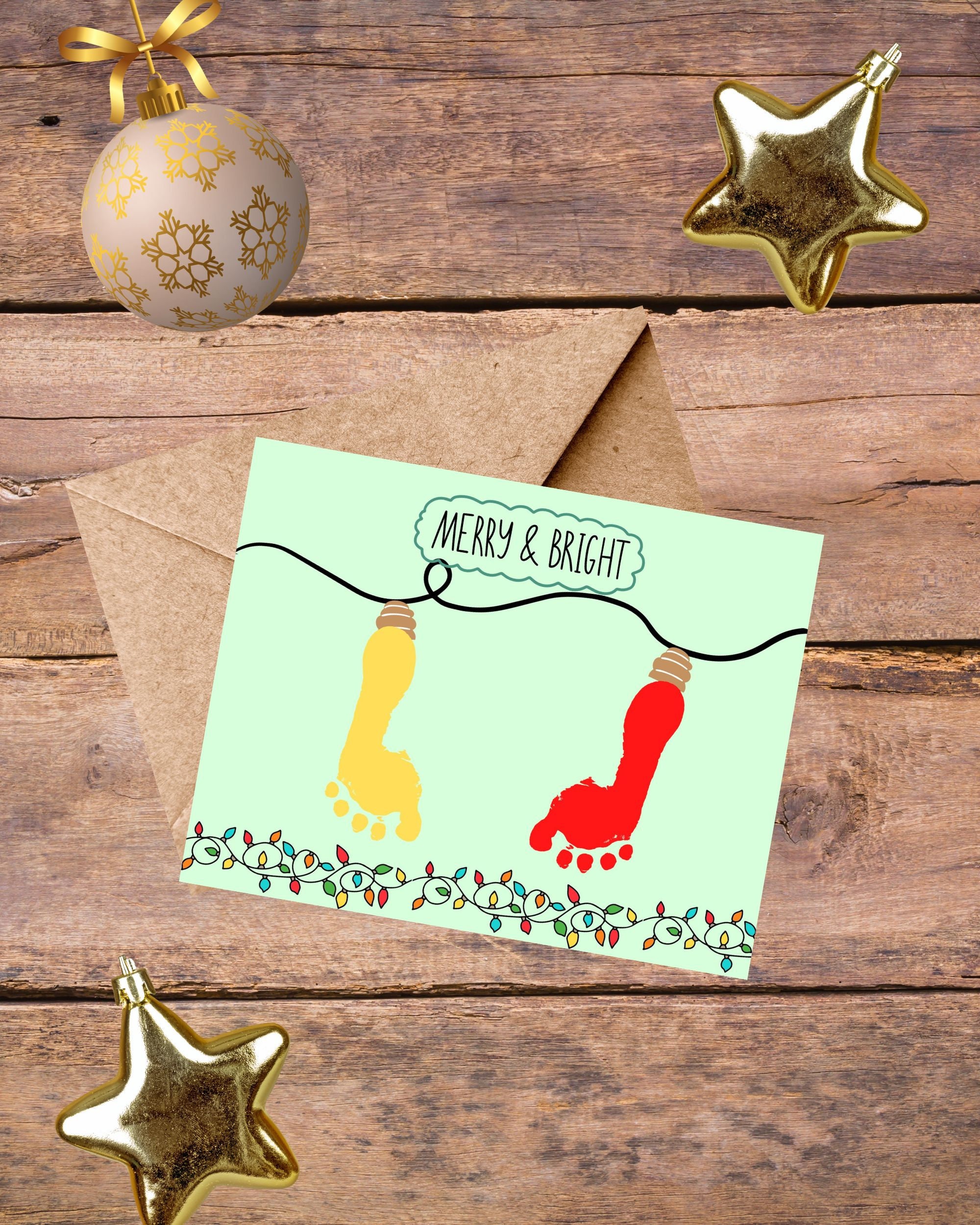 Christmas Lights Handprint Template, Footprint Craft, Christmas Kids ...