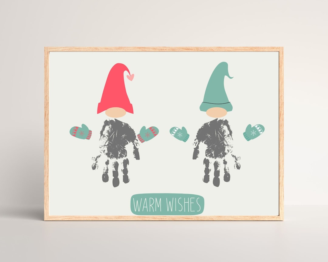 Christmas Gnome Handprint Craft Print, Gnome Footprint Craft, Christmas ...