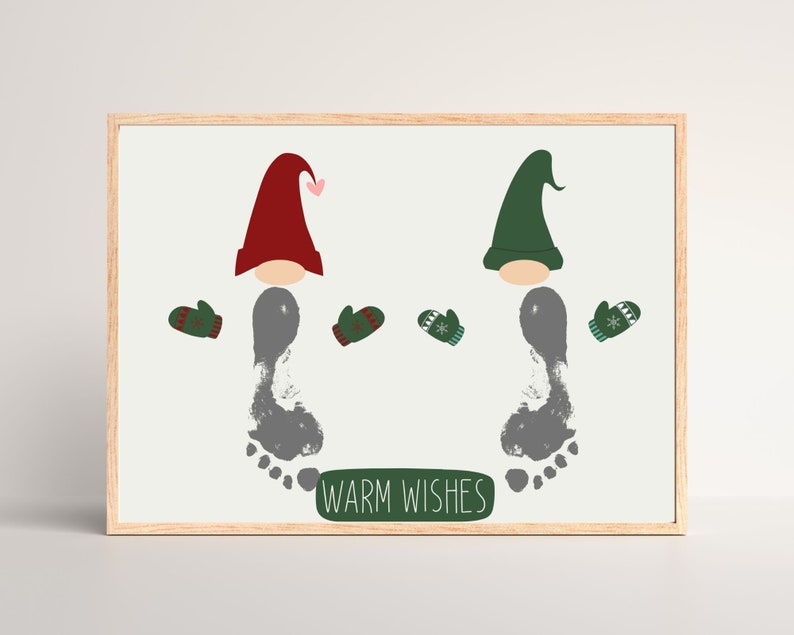 Christmas Gnome Handprint Template, Gnome Footprint, Christmas Kids ...