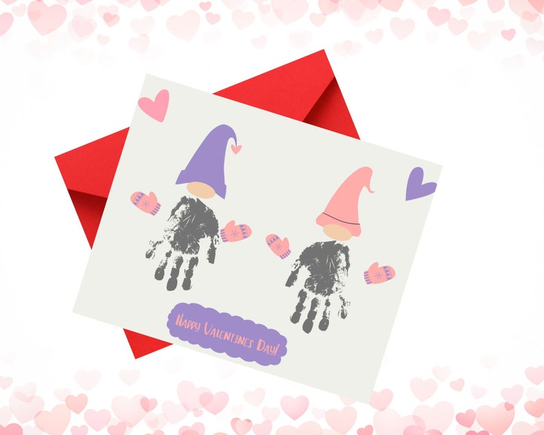 Valentine's Craft Gnome Handprint Craft Template Gnome Footprint Craft ...