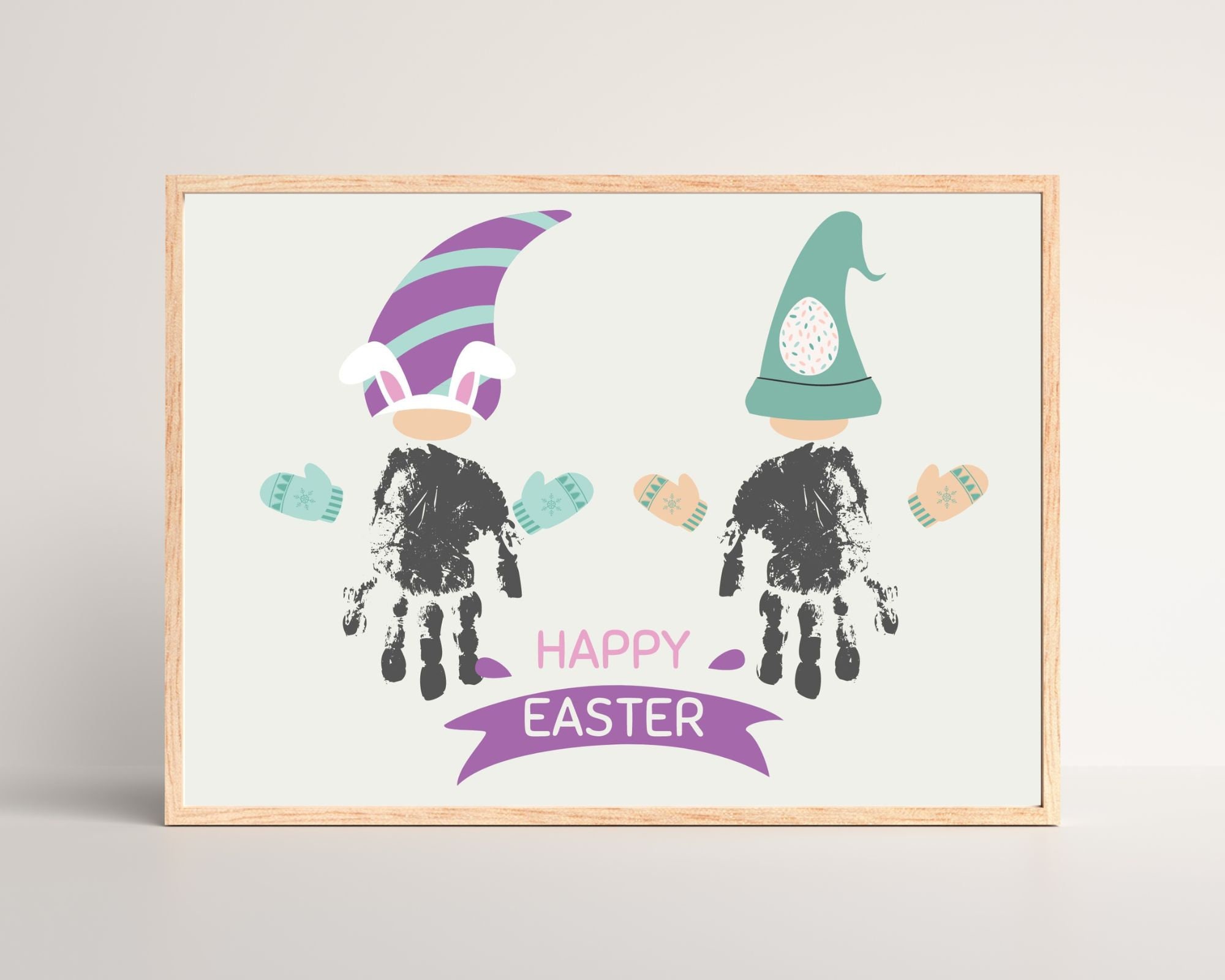 Easter Craft Gnome Handprint Activity Template Gnome Footprint Craft ...