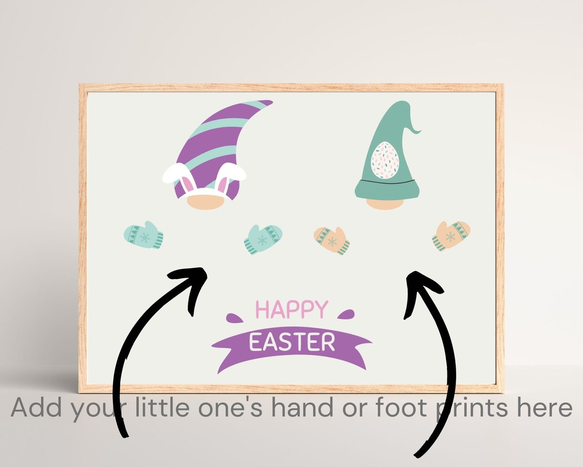 Easter Craft Gnome Handprint Activity Template Gnome Footprint Craft ...