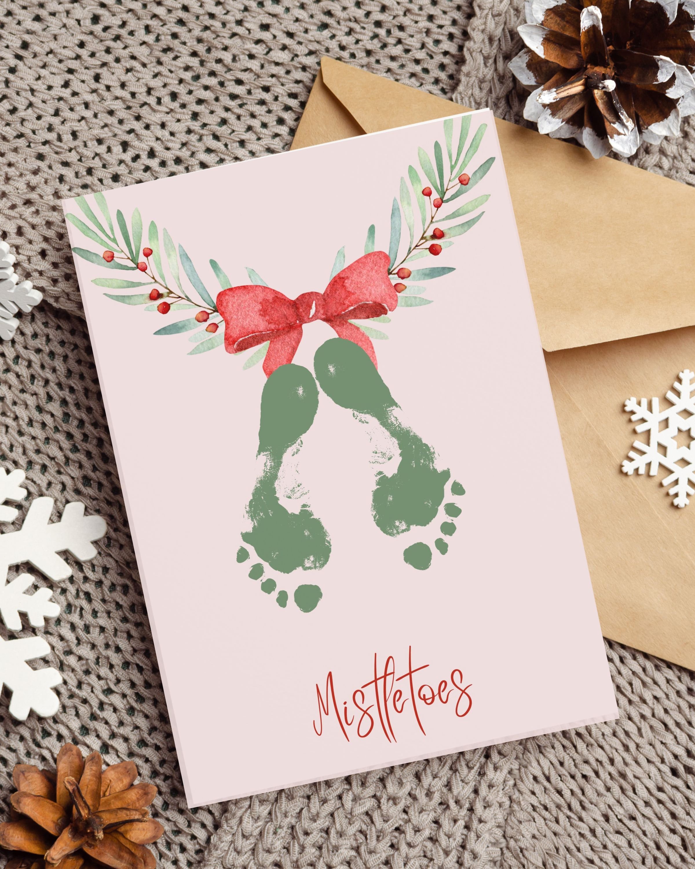 Mistletoe Footprint Craft Print, Christmas Craft, Kids Craft ...