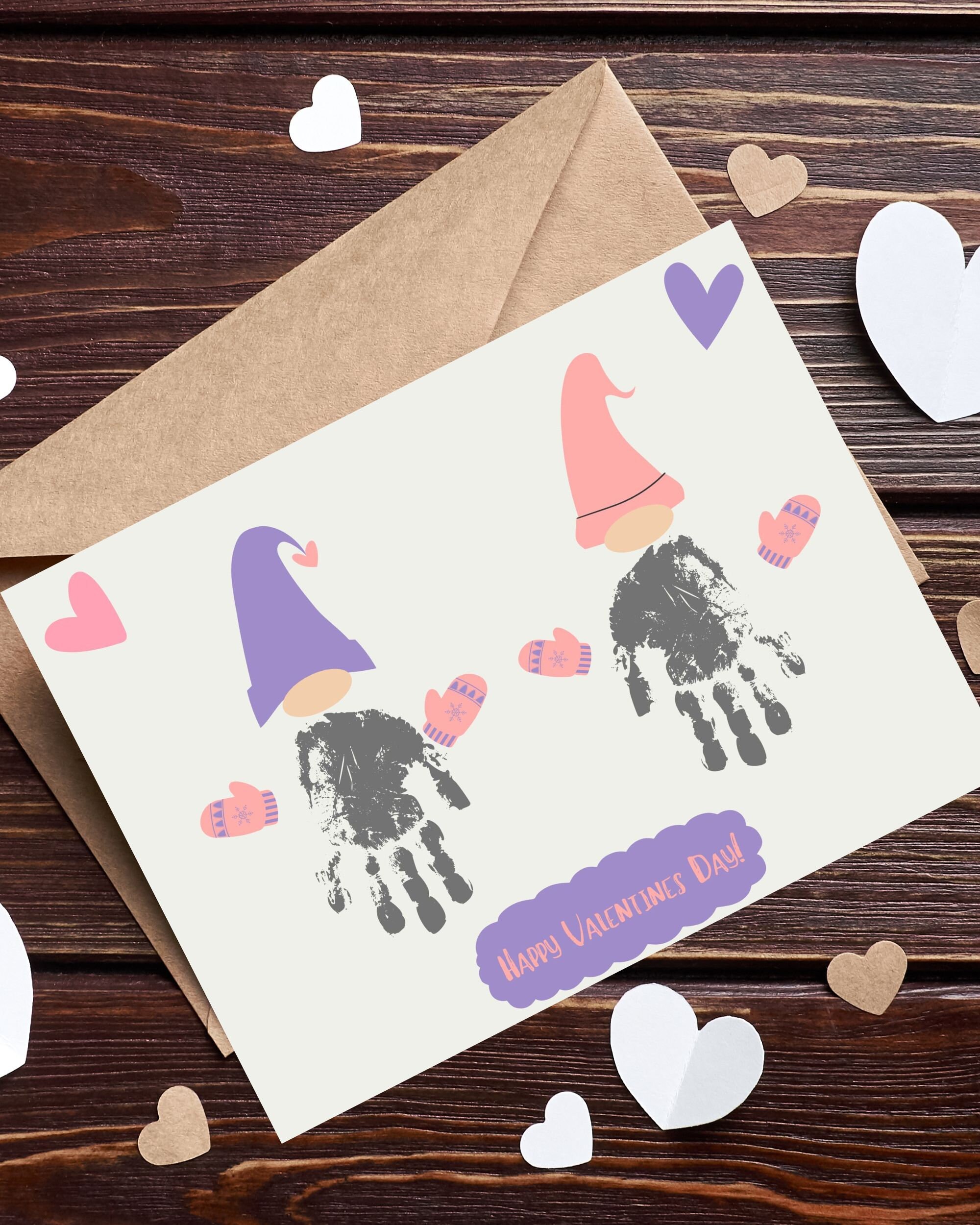 Valentine's Craft Gnome Handprint Craft Template Gnome Footprint Craft ...