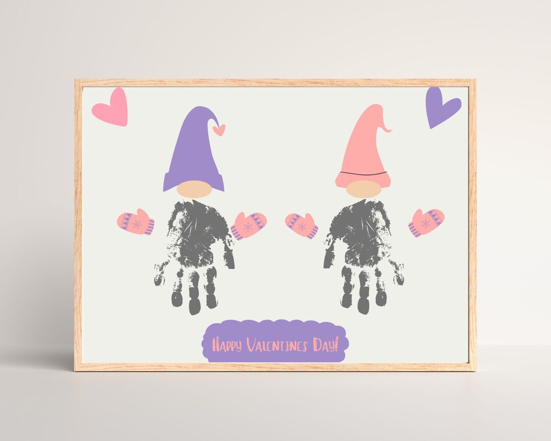 Valentine's Craft Gnome Handprint Craft Template Gnome Footprint Craft ...