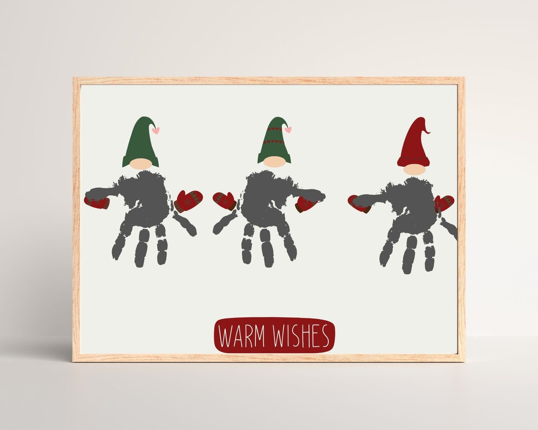 Christmas Gnome Handprint Craft Print, Gnome Footprint Craft, Christmas ...