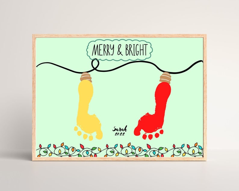 Christmas Lights Handprint Template, Footprint Craft, Christmas Kids ...