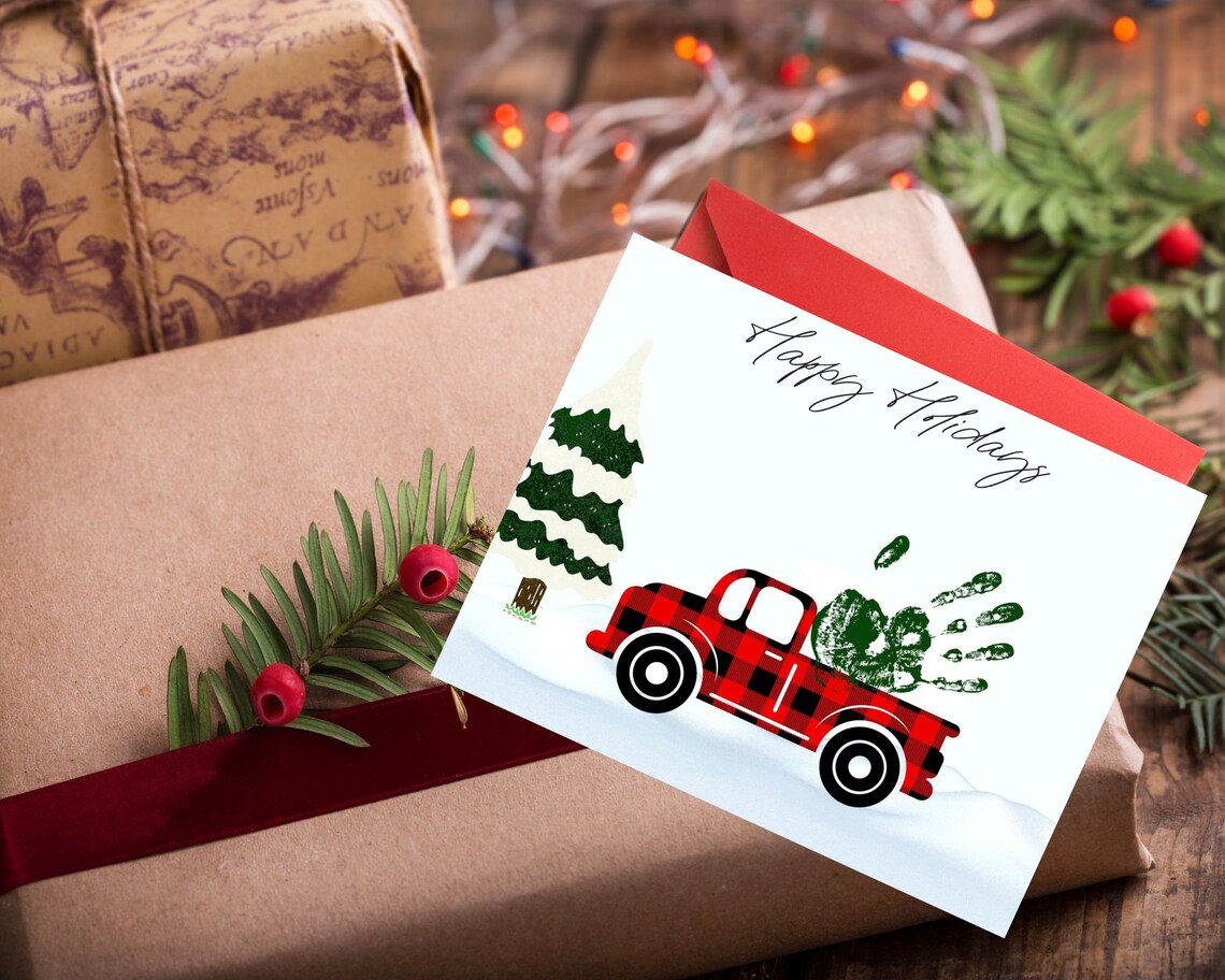 Christmas Truck Handprint Template Footprint Craft Christmas - Etsy