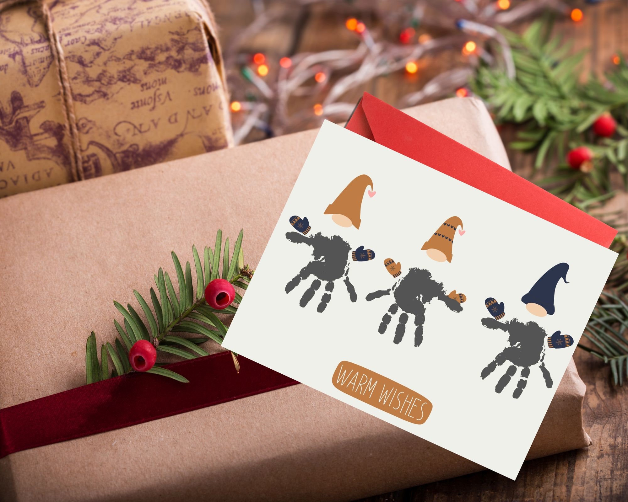 Christmas Gnome Handprint Craft Print Gnome Footprint Craft - Etsy
