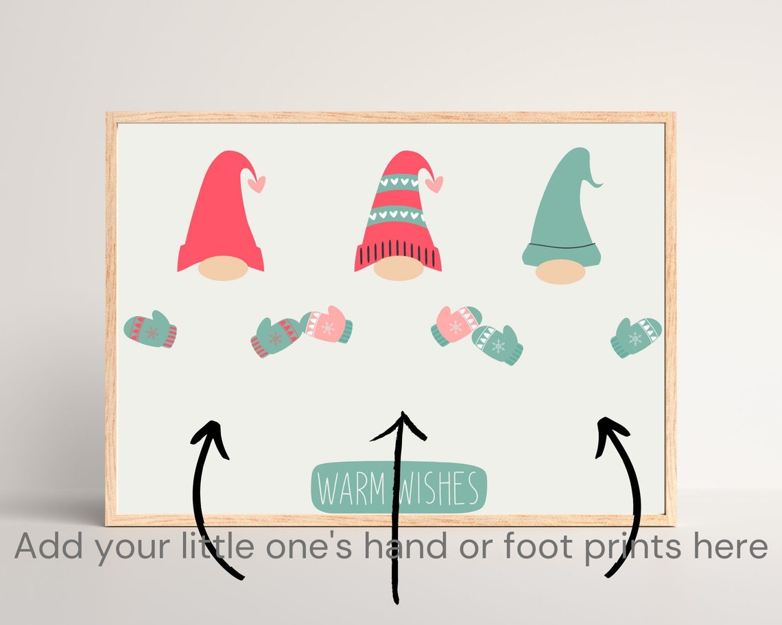 Christmas Gnome Handprint Craft Print Gnome Footprint Craft - Etsy