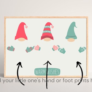 Christmas Gnome Handprint Craft Print, Gnome Footprint Craft, Christmas ...