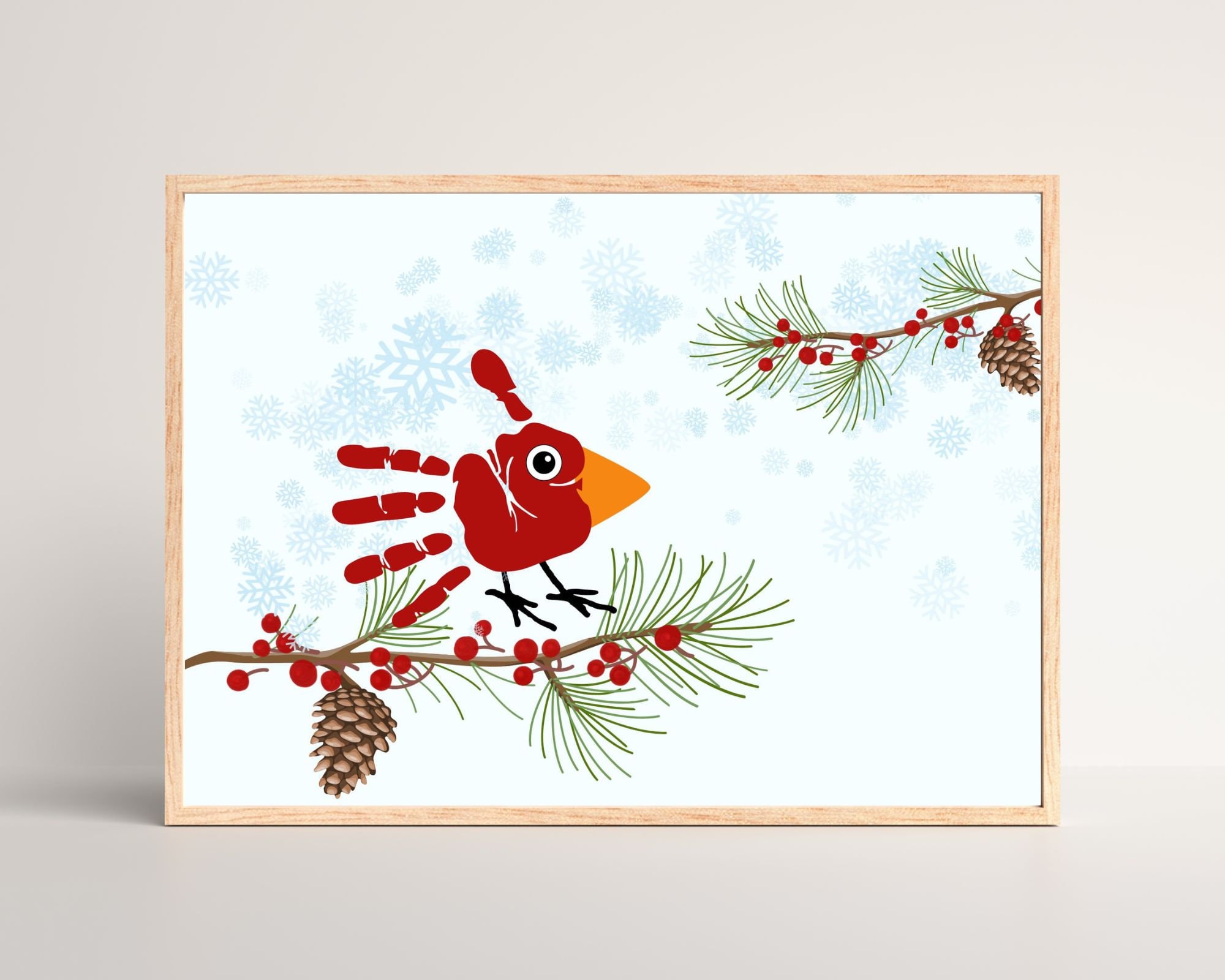 Cardinal Handprint Template Christmas Craft Personalized Christmas Gift ...