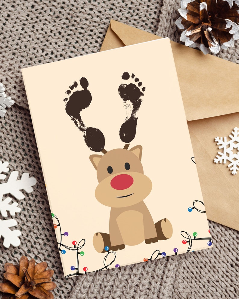 Reindeer Handprint Craft Print, Reindeer Footprint Craft, Christmas ...