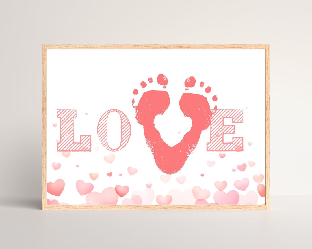 Valentine Footprint Craft Template, Love Footprint, Valentine's Day ...