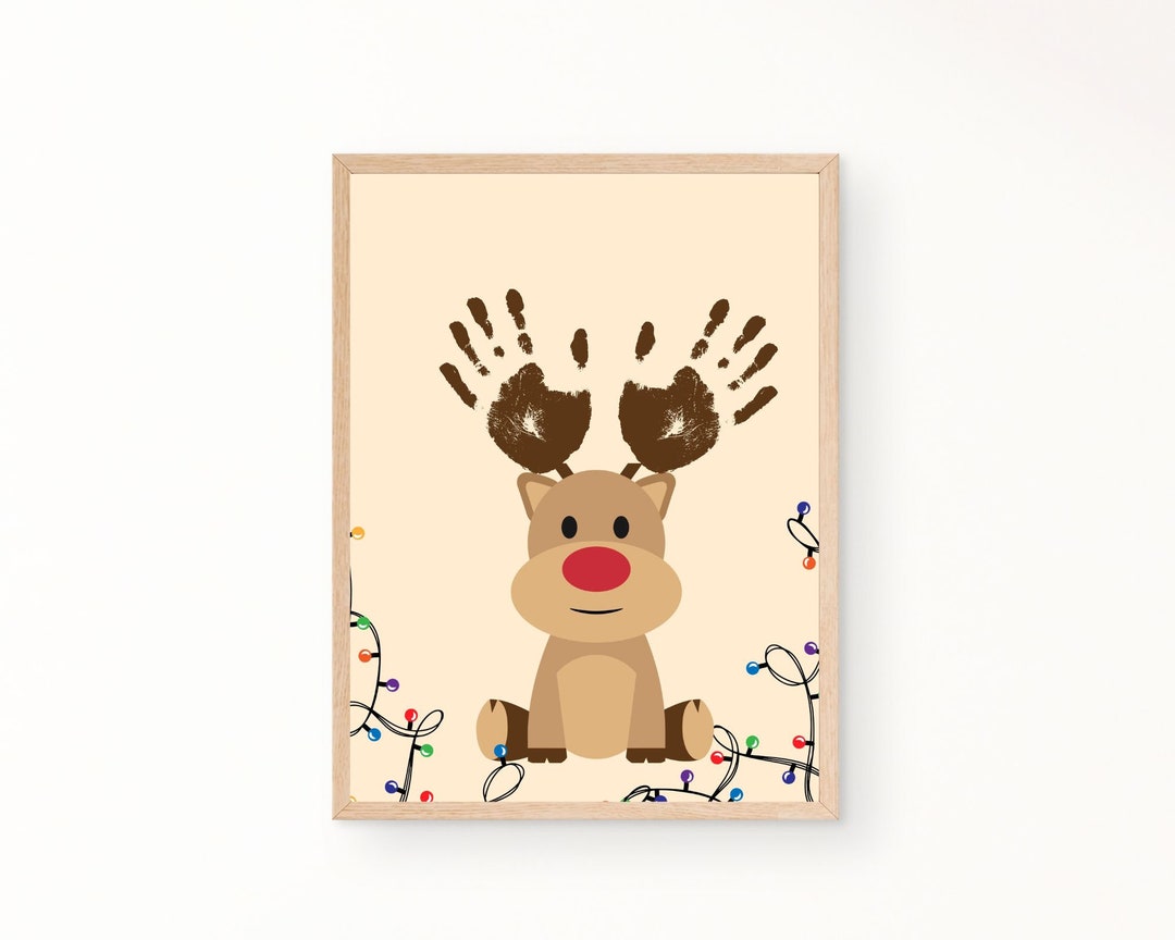 Reindeer Handprint Craft Print, Reindeer Footprint Craft, Christmas ...