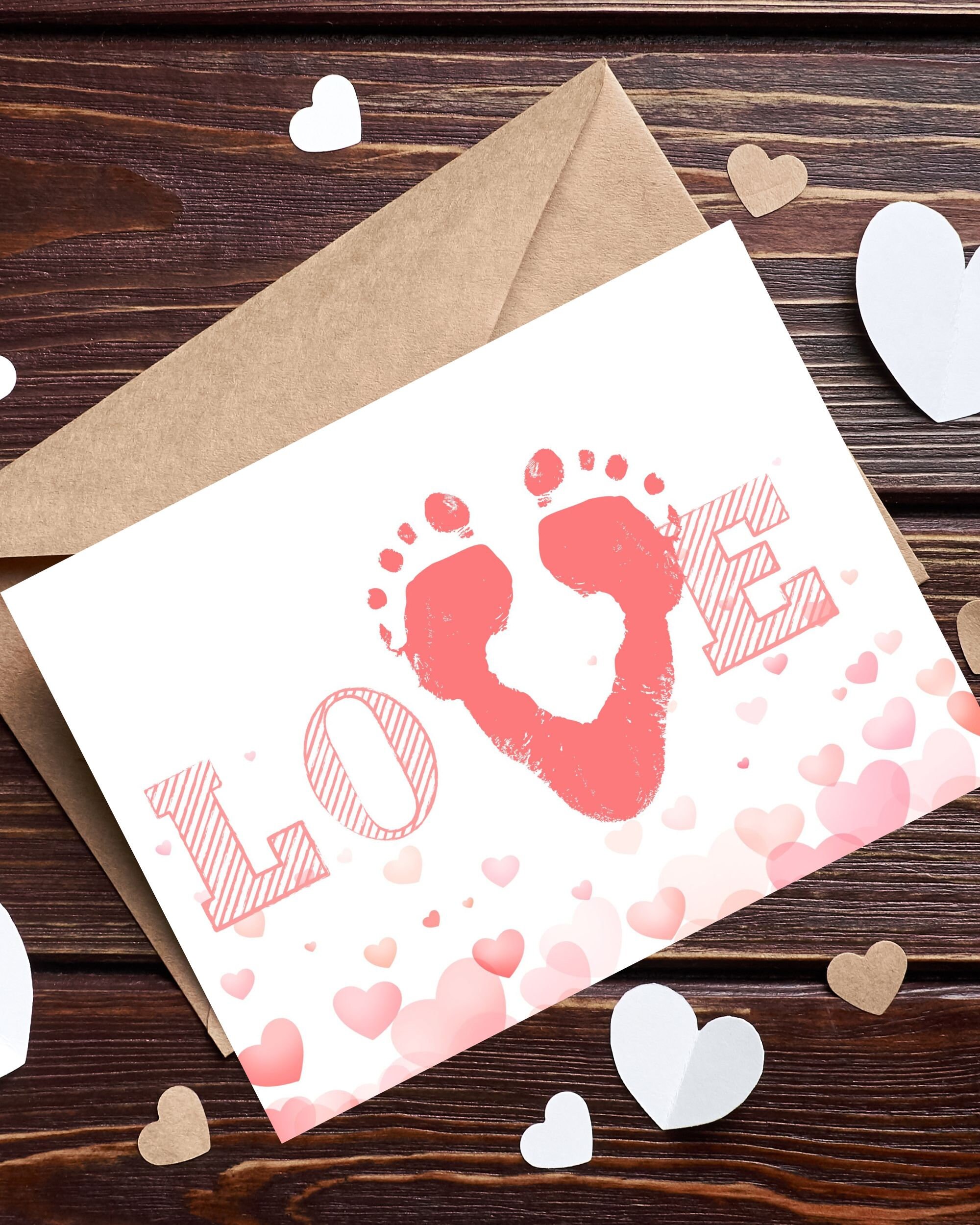 Valentine Footprint Craft Template, Love Footprint, Valentine's Day ...