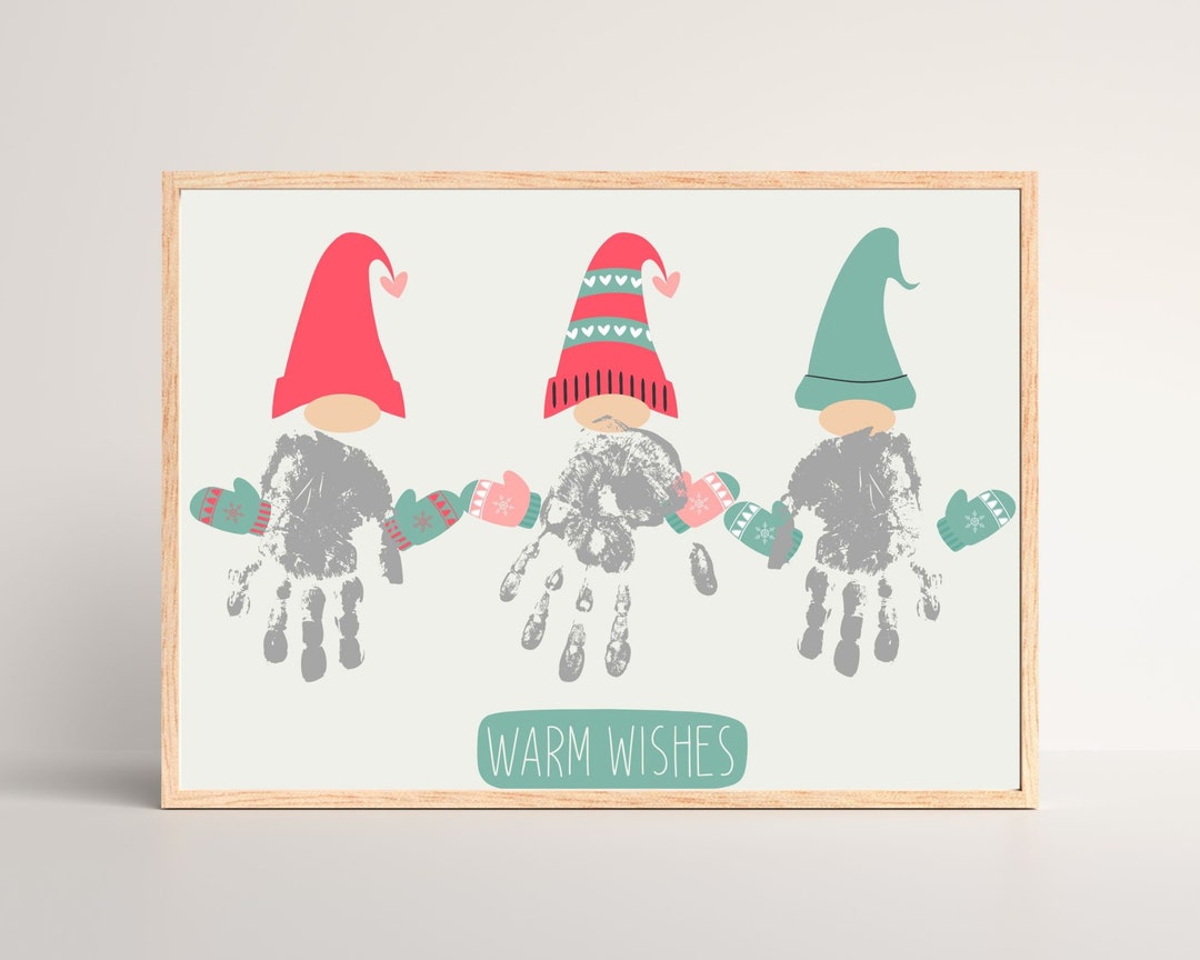 Christmas Gnome Handprint Craft Print, Gnome Footprint Craft, Christmas ...