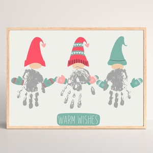 Christmas Gnome Handprint Craft Print, Gnome Footprint Craft, Christmas ...