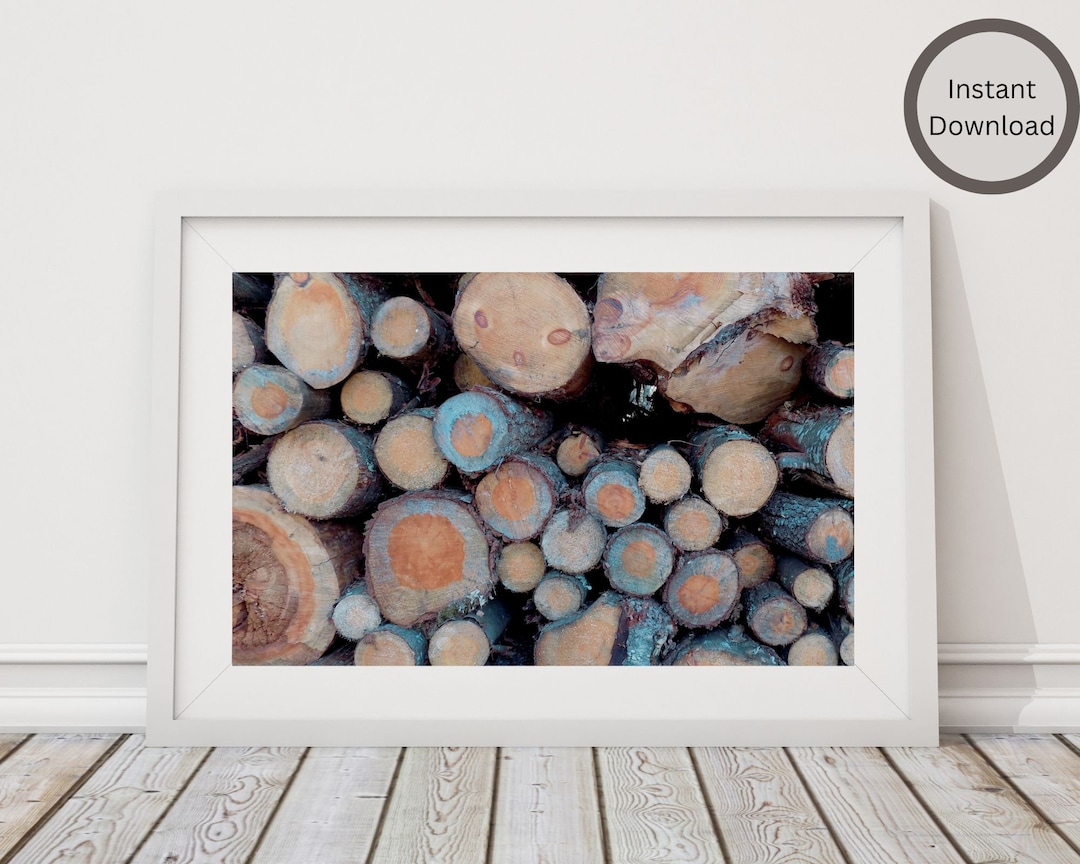 Farmhouse Wall Art Rustic Log Print Wood Slice Nature Photography ...