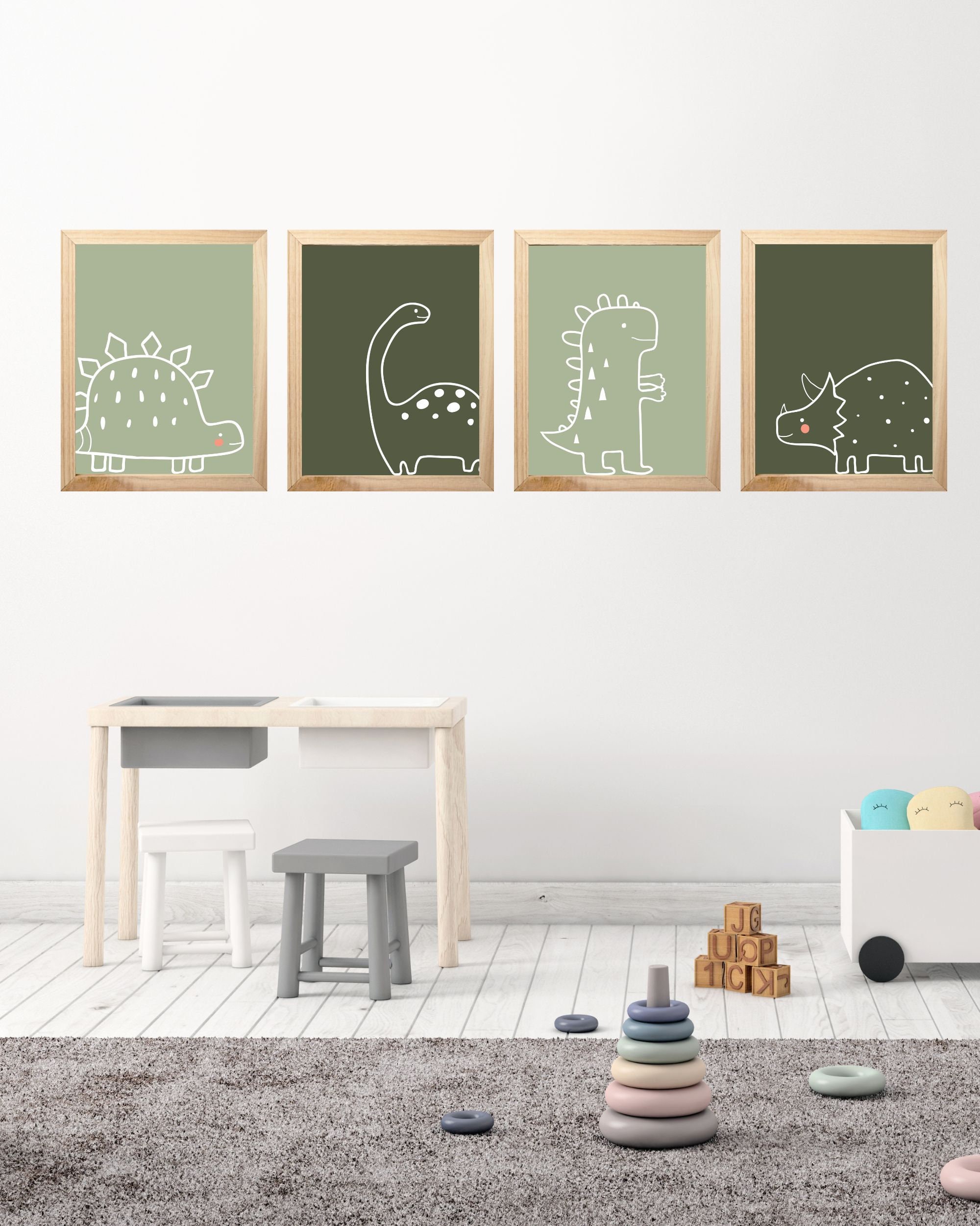 Set of 4 Dinosaur Wall Art Instant Download T-rex Prints - Etsy