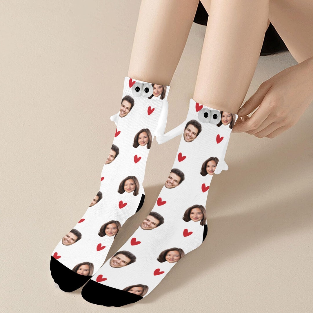 Custom Magnetic Holding Hands Socks Personalized Valentines Day Gift ...