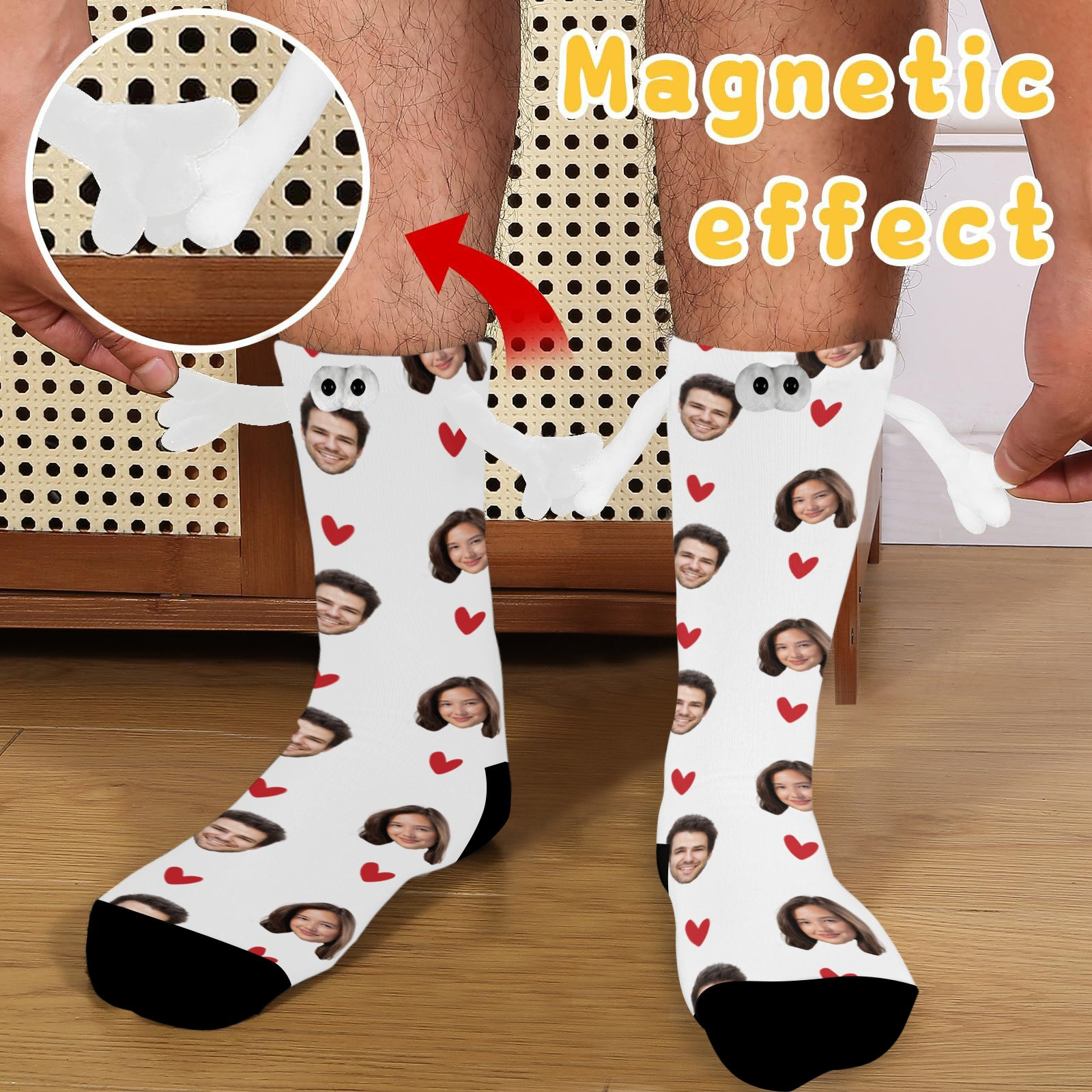 Custom Magnetic Holding Hands Socks Personalized Valentines Day Gift ...