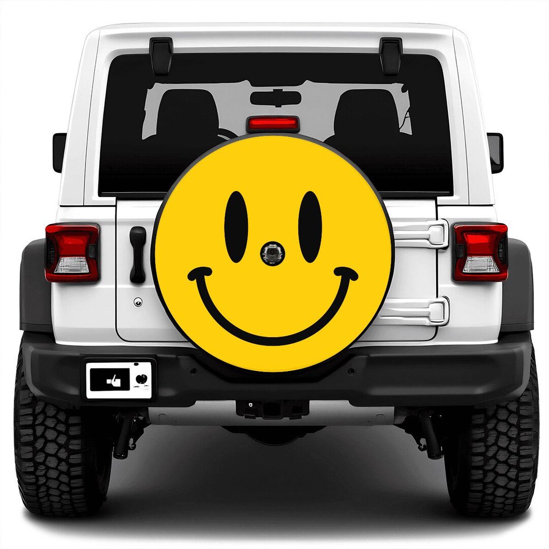Smiley Face Spare Tire Cover Thick Black Cute Spare Tire Cover With ...