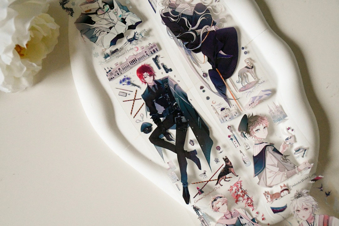 Canine Boys|cute Anime Boy White Ink PET Washi Tape|120cm Loop ...
