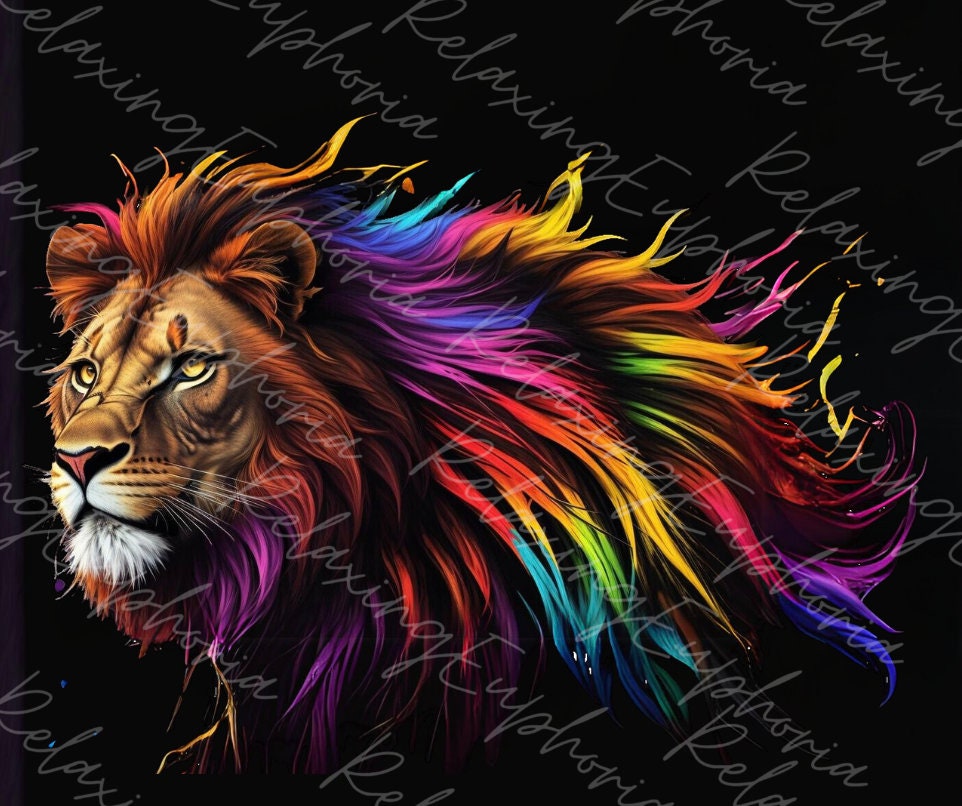 Vibrant Lion PNG Design for Sublimate T-shirts Hoodie - Etsy
