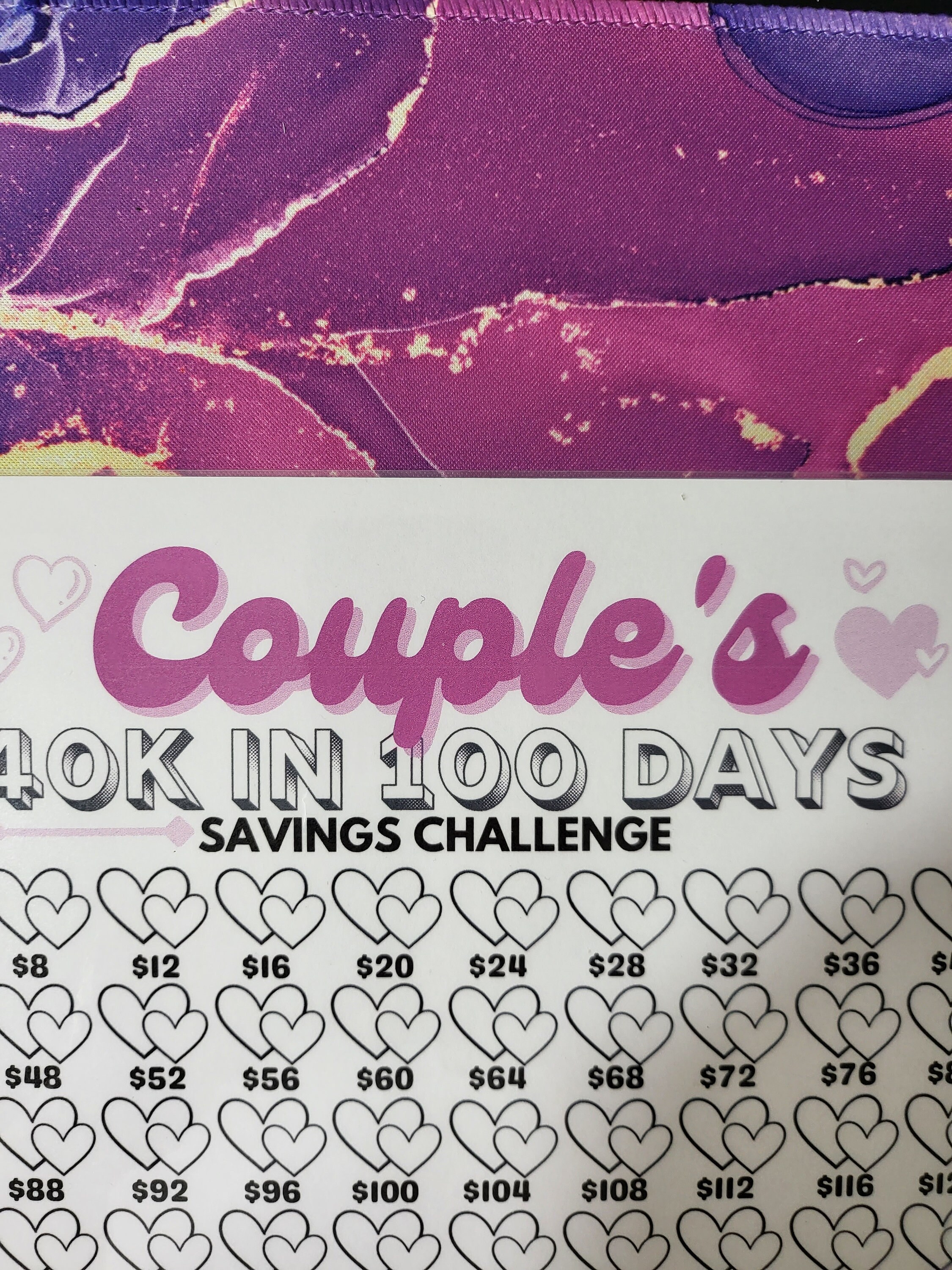 A5 40k 100 Day Couples Savings Challenge Tracker A5 Binder Inserts Cash ...