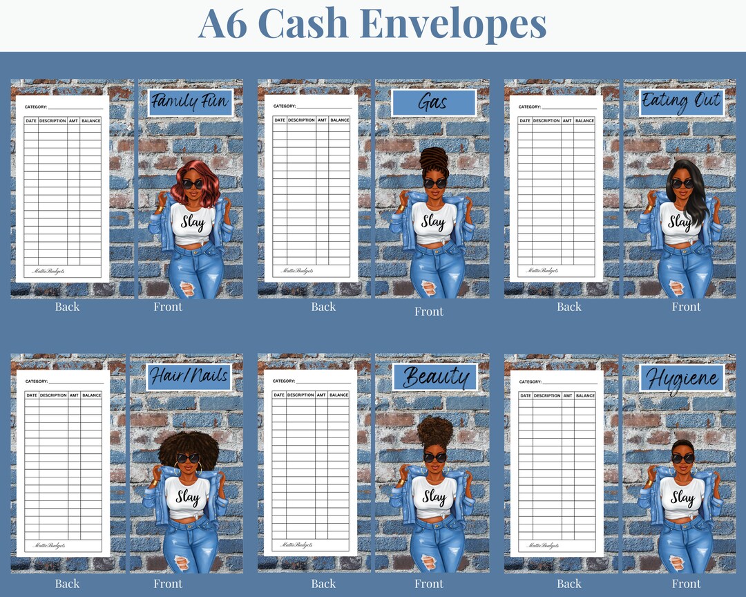 A6 Denim Slay Cash Envelopes, Budgeting, Cash Stuffing, Savings, 100 ...