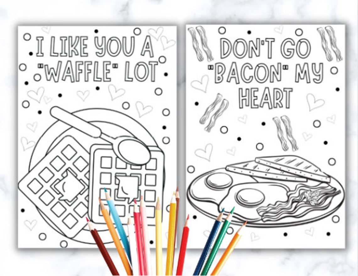 Valentines Day Coloring Sheets, Valentines Day Food Pun Coloring, Kids ...