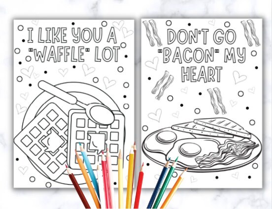 Valentines Day Coloring Sheets, Valentines Day Food Pun Coloring, Kids ...