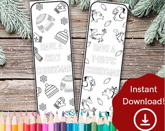 Christmas Bookmarks for Coloring, Christmas Coloring, Holiday Bookmarks ...