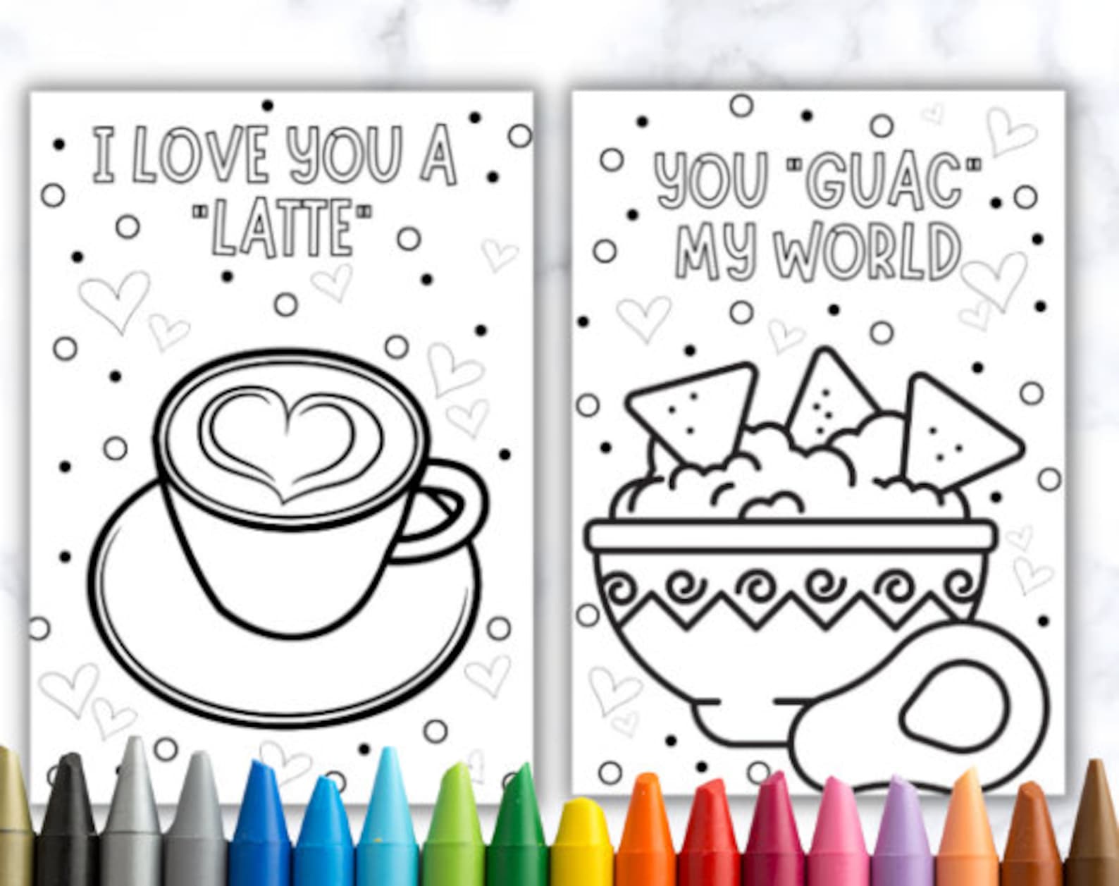 Valentines Day Coloring Sheets, Valentines Day Food Pun Coloring, Kids ...