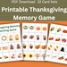 Thanksgiving Memory Game, Printable Matching Game, Fall Game for Kids ...