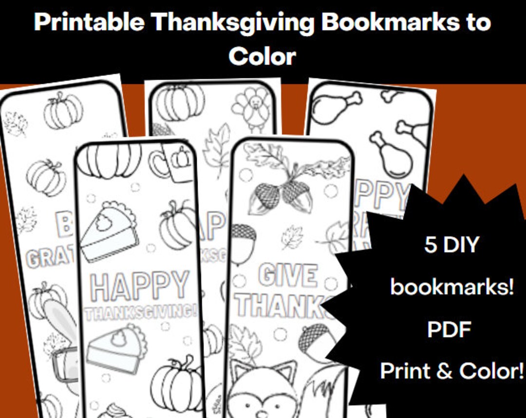 Thanksgiving DIY Bookmarks, Coloring Bookmarks for Thanksgiving ...