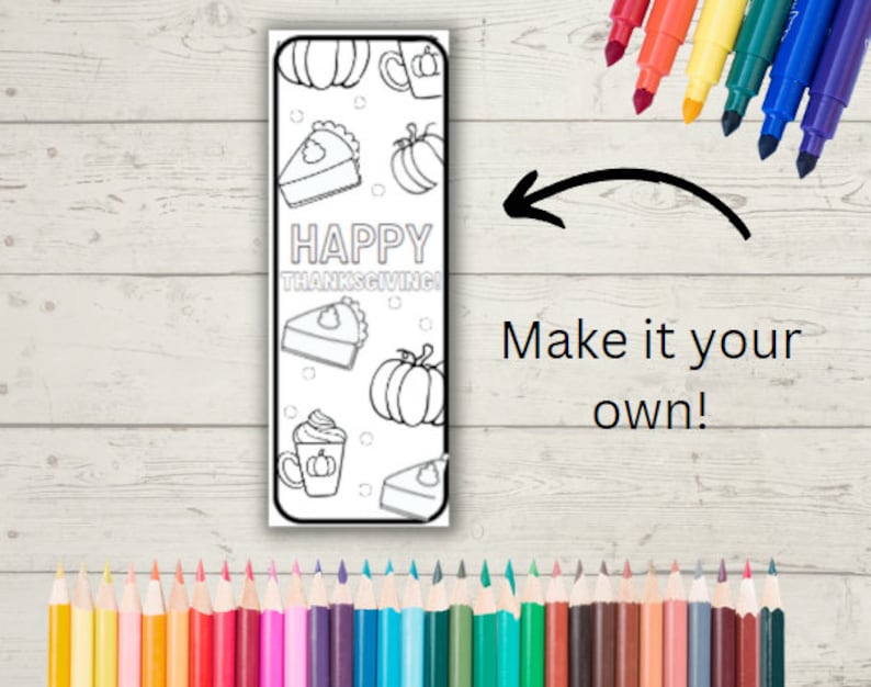 Thanksgiving DIY Bookmarks, Coloring Bookmarks for Thanksgiving ...