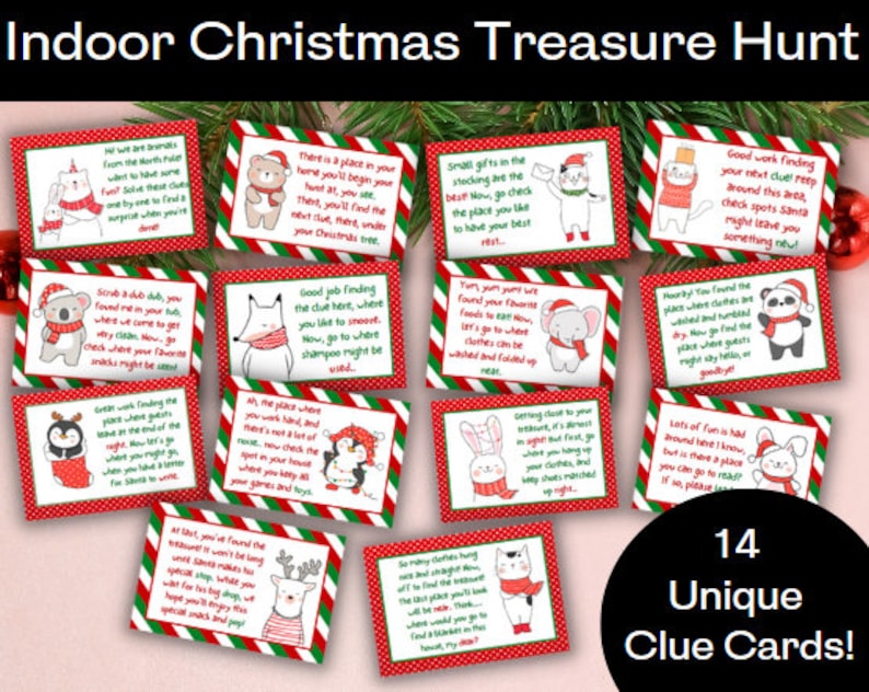 Christmas Treasure Hunt, Indoor Christmas Treasure Hunt, Holiday ...