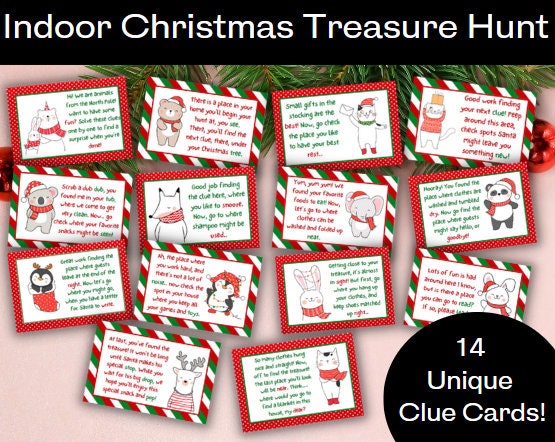Christmas Treasure Hunt, Indoor Christmas Treasure Hunt, Holiday ...