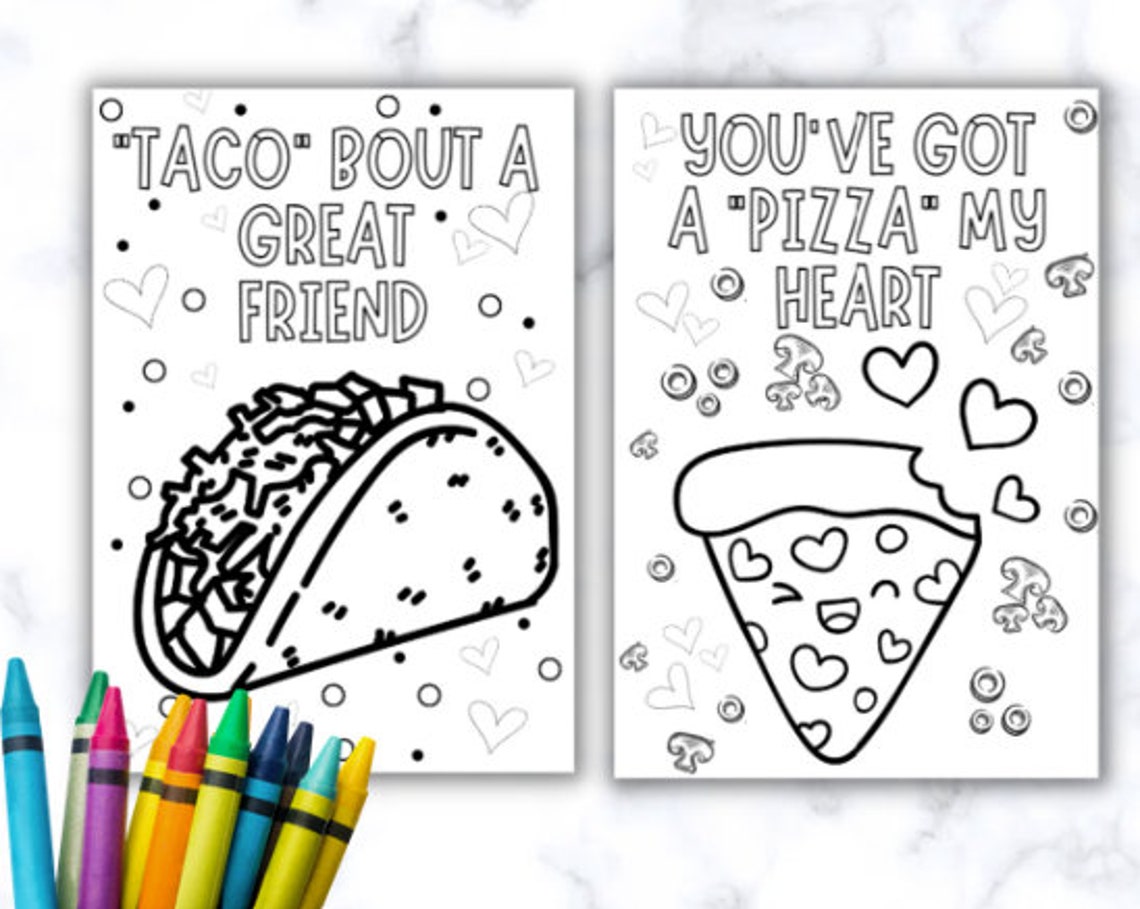 Valentines Day Coloring Sheets, Valentines Day Food Pun Coloring, Kids ...