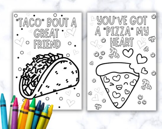 Valentines Day Coloring Sheets, Valentines Day Food Pun Coloring, Kids ...